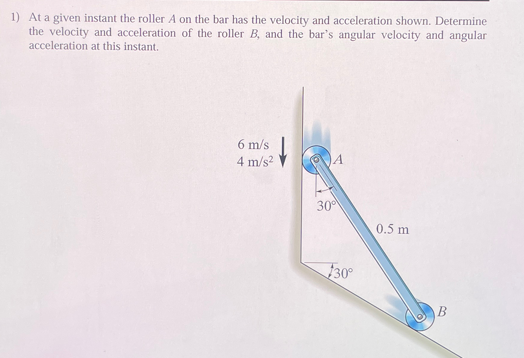 Solved At a given instant the roller A ﻿on the bar has the | Chegg.com