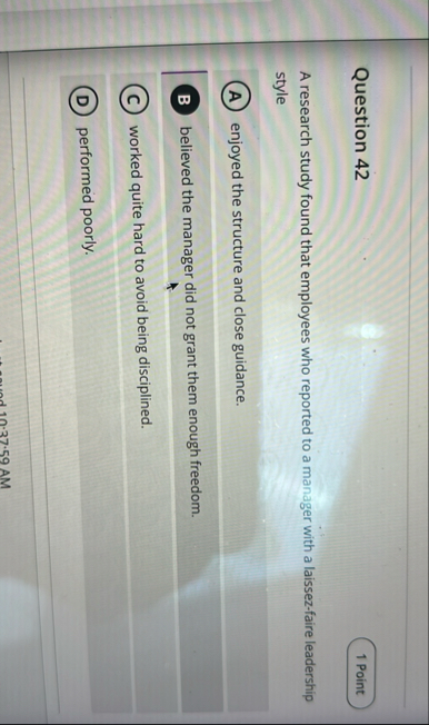 Solved Question 42A research study found that employees who | Chegg.com