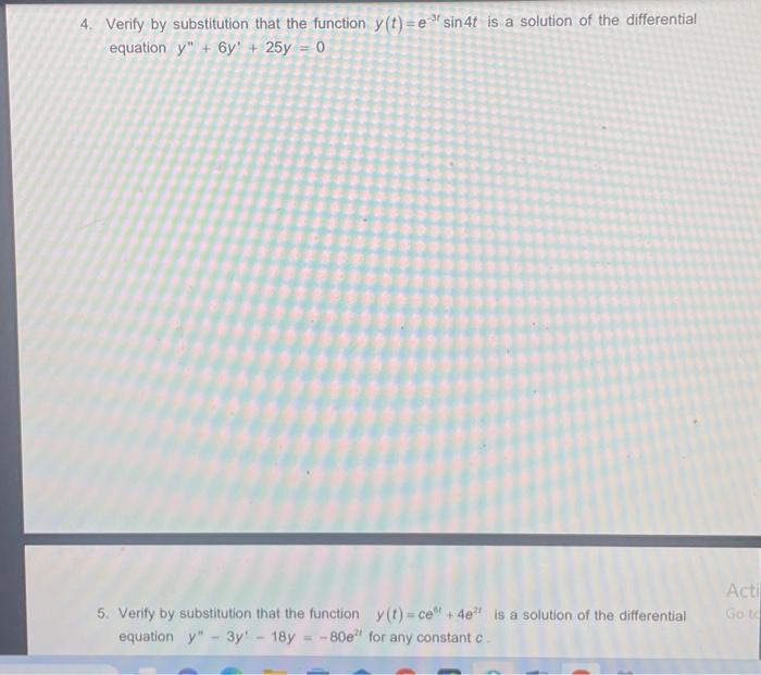 Solved 4. Verify by substitution that the function | Chegg.com