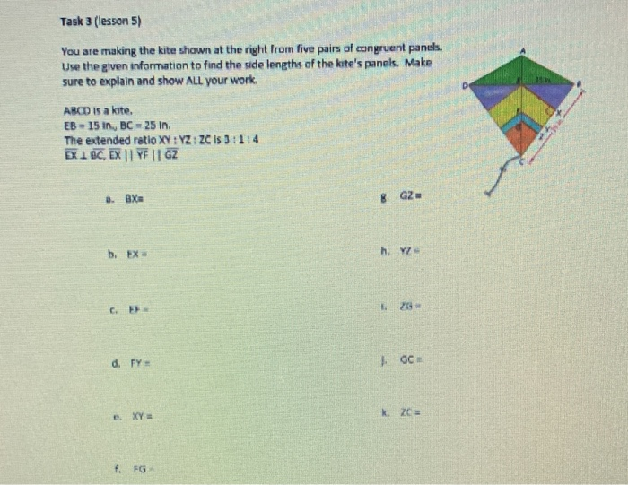 Solved Task 3 (lesson 5) You are making the kite shown at | Chegg.com
