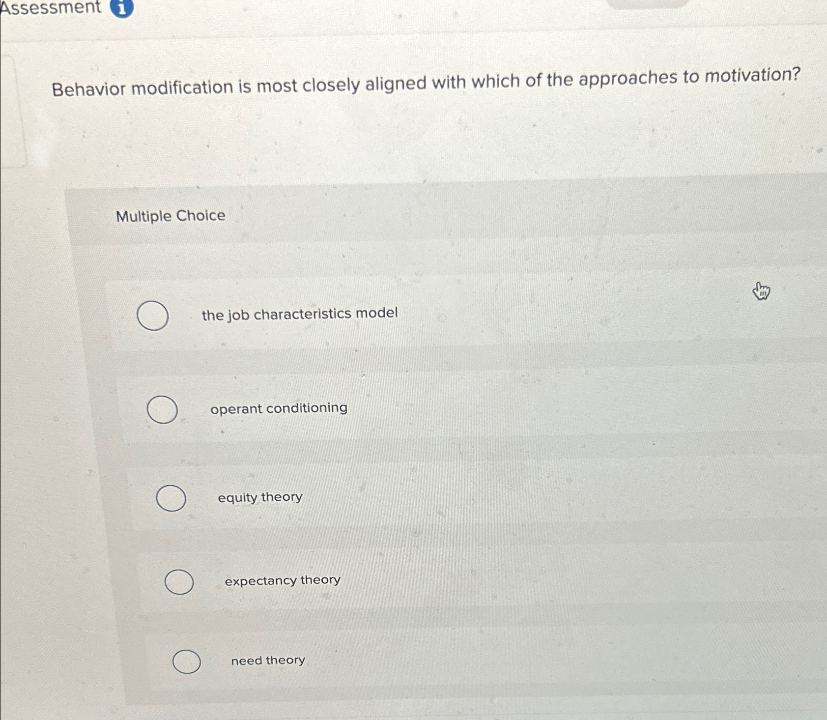 Solved AssessmentBehavior modification is most closely | Chegg.com