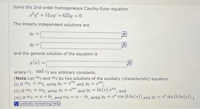 Solved Solve the 2 nd-order homogeneous Cauchy-Euler | Chegg.com