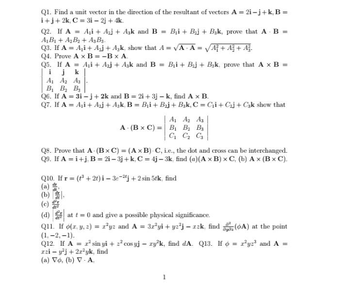Solved Q1. Find a unit vector in the direction of the | Chegg.com