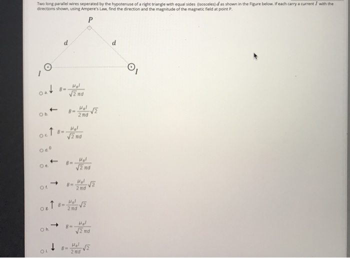 Solved Two long parallel wires seperated by the hypotenuse | Chegg.com