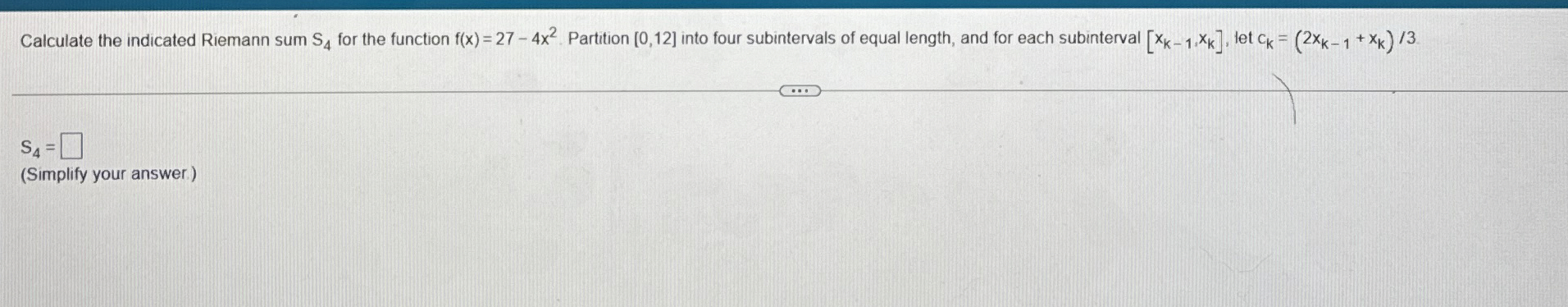 Solved Calculate the indicated Riemann sum S4 ﻿for the | Chegg.com