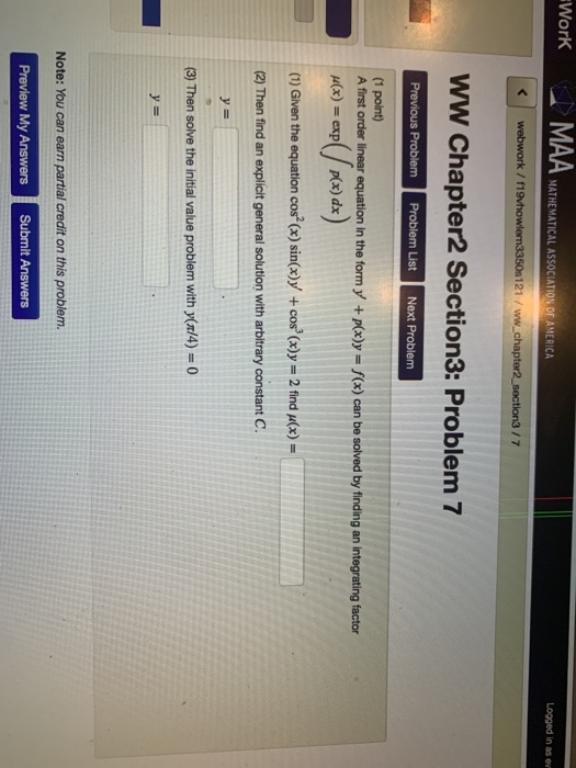 Solved Work MAA MATHE IVAA MATHEMATICAL ASSOCIATION OF | Chegg.com
