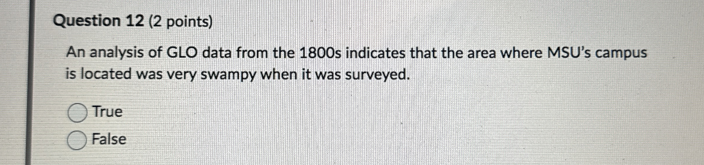 Solved Question 12 (2 ﻿points)An analysis of GLO data from | Chegg.com