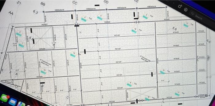 Solved In reference to the W21x57 beam along grid line 5 on | Chegg.com