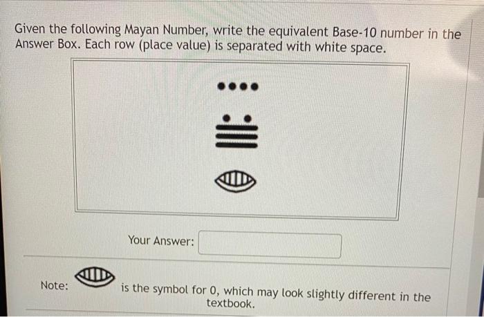 Solved Given the following Mayan Number, write the | Chegg.com