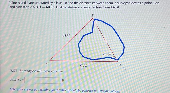 Solved Points A and B are separated by a lake. To find the | Chegg.com