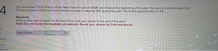 Solved You purchased 1,000 shares of the New Fund at a price | Chegg.com