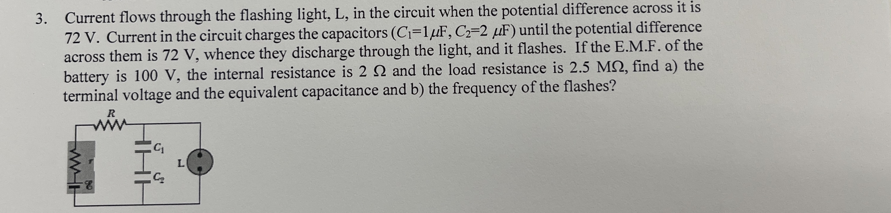 Solved Current flows through the flashing light, L, ﻿in the | Chegg.com