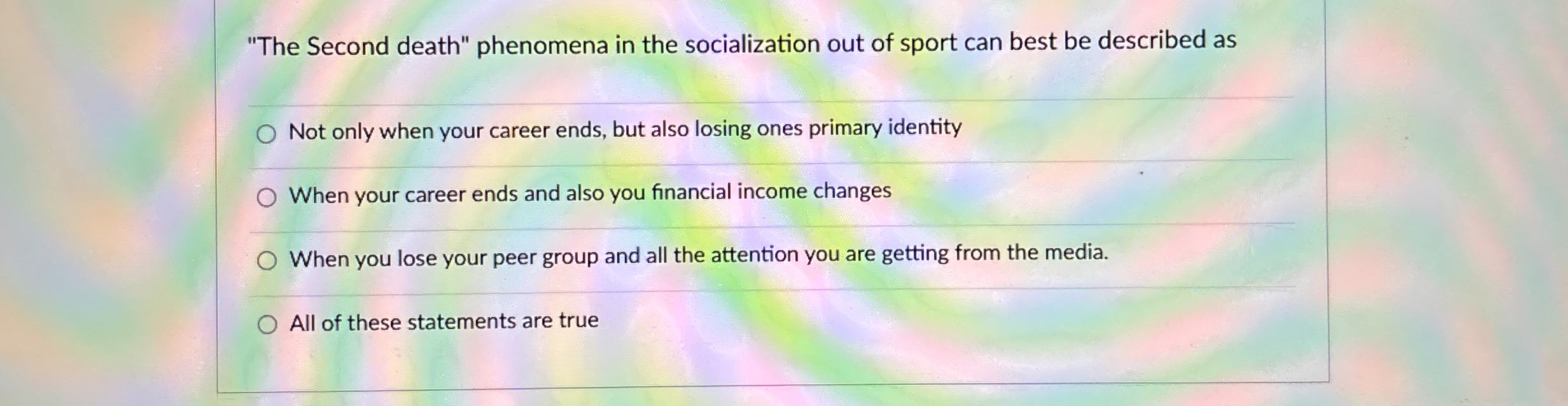 Solved "The Second death" phenomena in the socialization out | Chegg.com