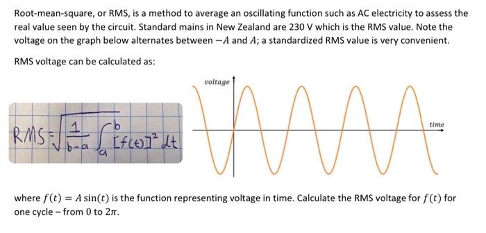 Solved Root-mean-square, or RMS, is a method to average an | Chegg.com