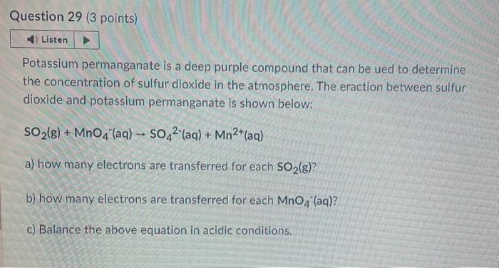 Solved Potassium permanganate is a deep purple compound that | Chegg.com