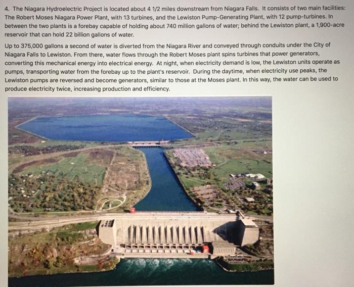 Solved 4. The Niagara Hydroelectric Project is located about | Chegg.com