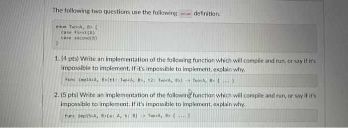 Solved The following two questions use the following enum | Chegg.com