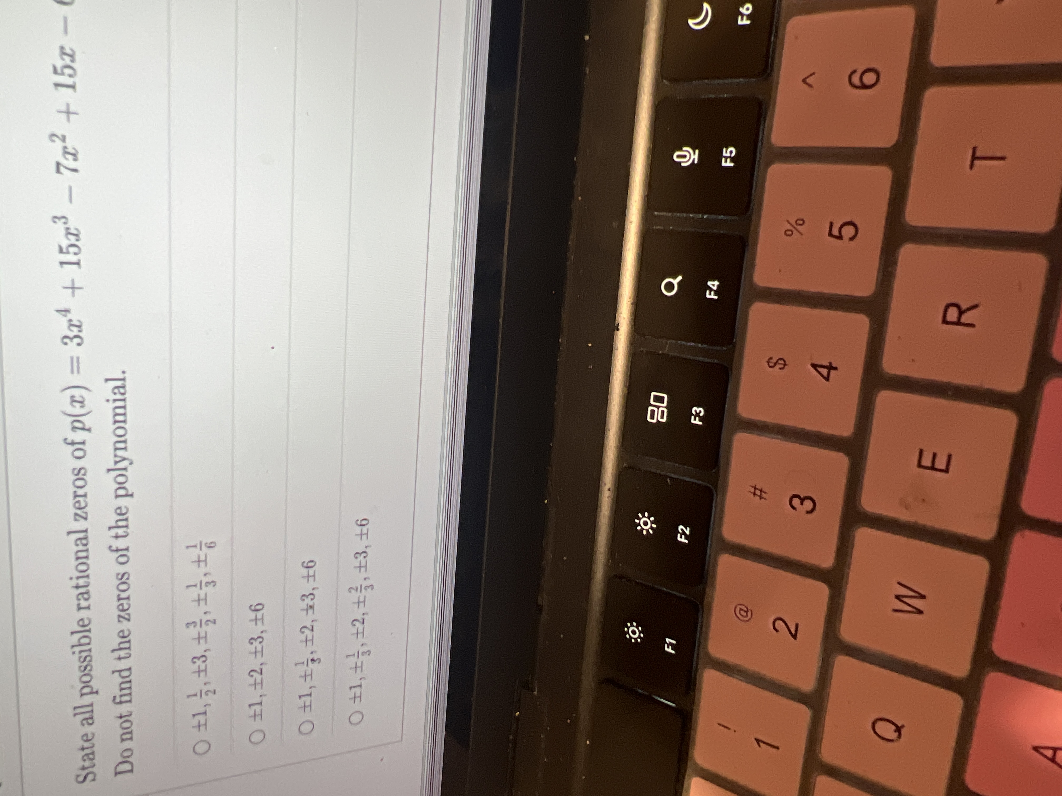 Solved State all possible rational zeros of | Chegg.com