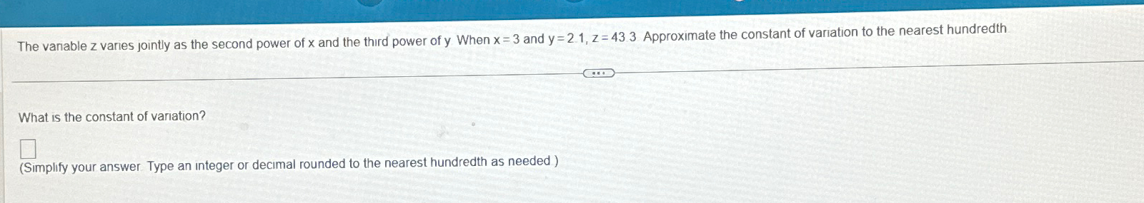Solved The variable z ﻿varies jointly as the second power of | Chegg.com