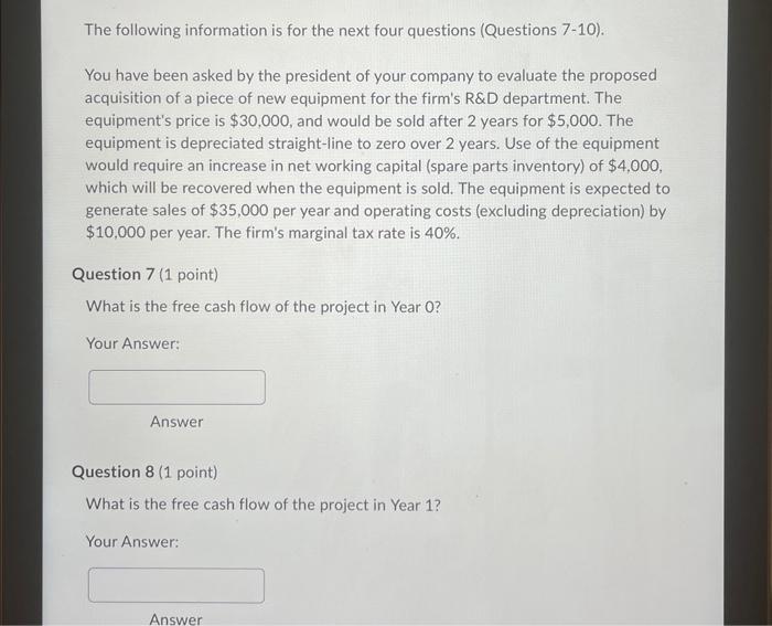 Solved The following information is for the next four | Chegg.com