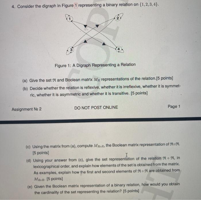 Solved 4. Consider the digraph in Figure 1 representing a | Chegg.com