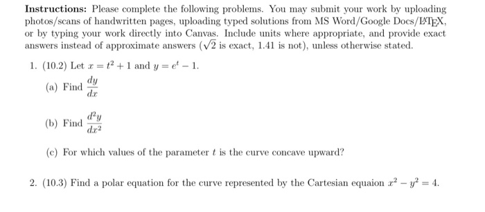 Solved Instructions: Please complete the following problems. | Chegg.com