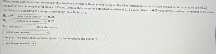 Solved Filling boxes with consistent amounts of its cereals | Chegg.com
