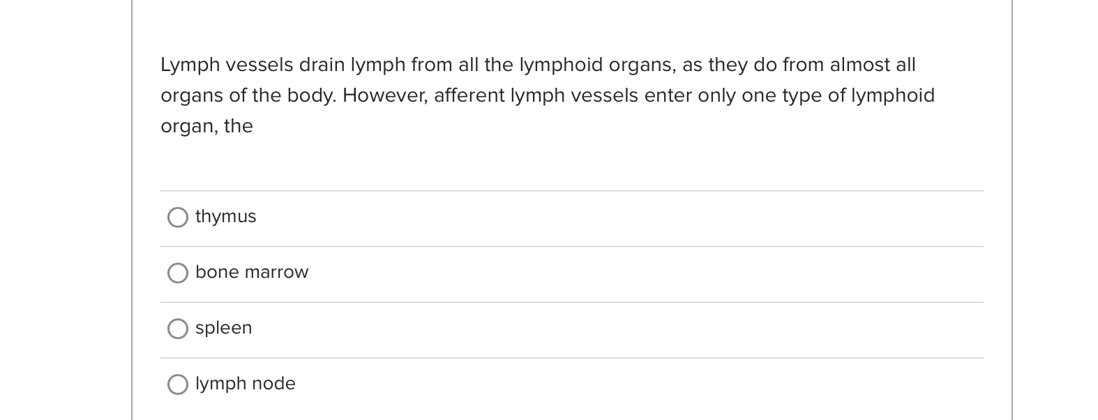 Solved Lymph vessels drain lymph from all the lymphoid | Chegg.com