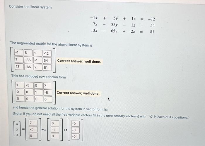 Solved Consider the linear system | Chegg.com