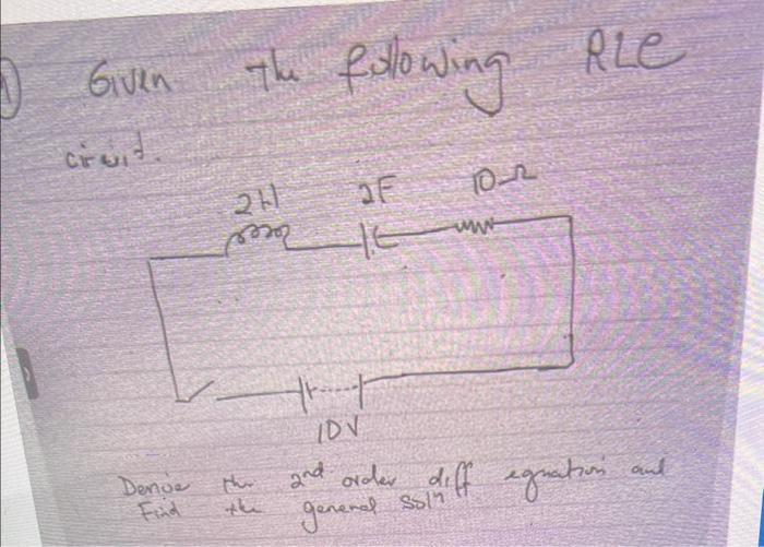 Solved Given the folowing Rle Denuer the 2nd ordes diff | Chegg.com