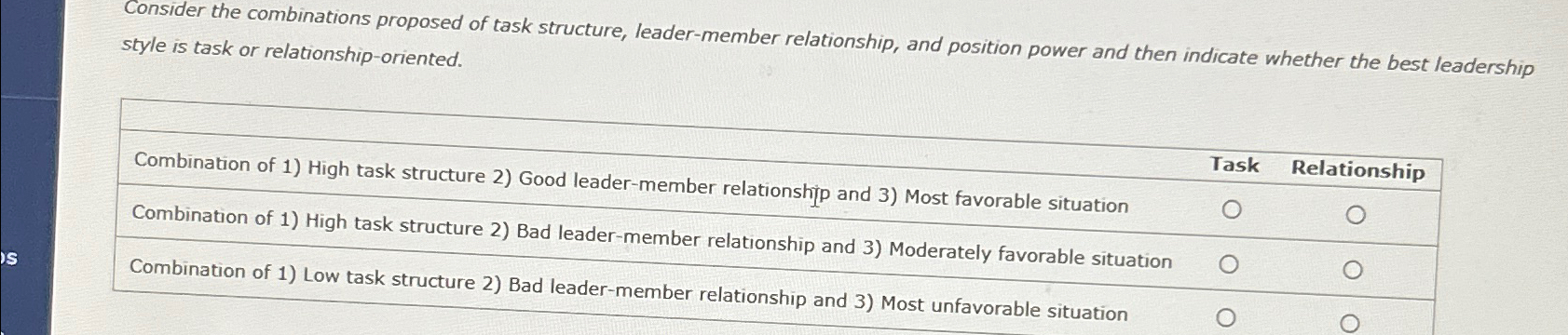 Solved Consider the combinations proposed of task structure, | Chegg.com