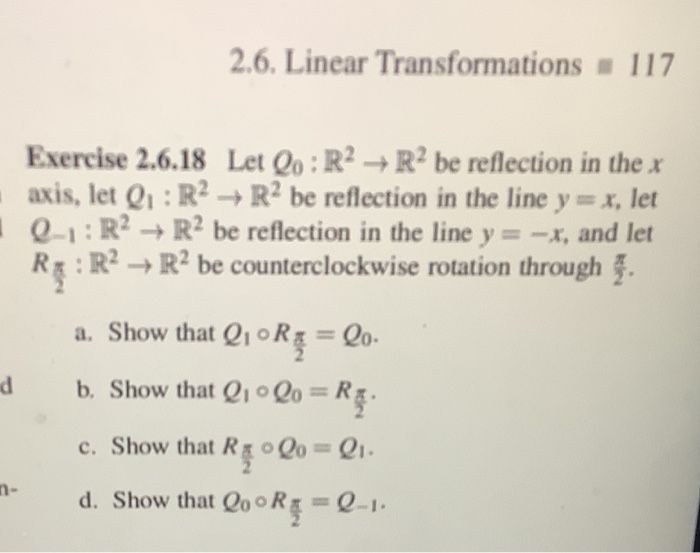 Solved 2.6.18 Let Q0: R2 to R2 be reflection in the x axis, | Chegg.com