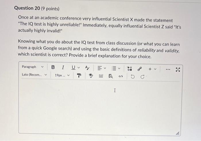 Question 20 (9 points) Once at an academic conference | Chegg.com