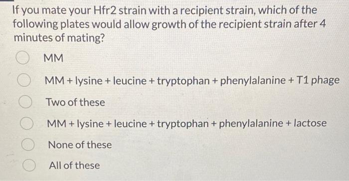 Solved You are given 4 different Hfr strains of E. coli. You | Chegg.com