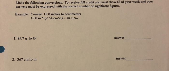 Solved Make the following conversions. To receive full | Chegg.com