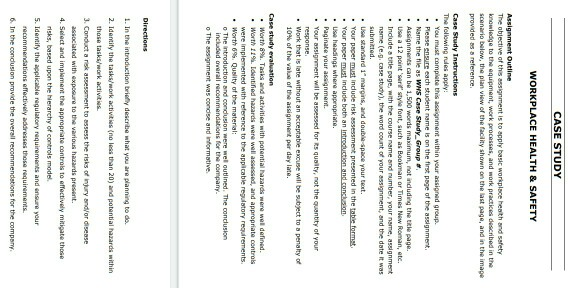 CASE STUDY WORKPLACE HEALTH & SAFETY Assignment | Chegg.com