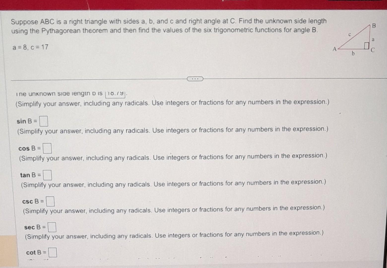 Solved Suppose ABC is a right triangle with sides a,b, and c | Chegg.com