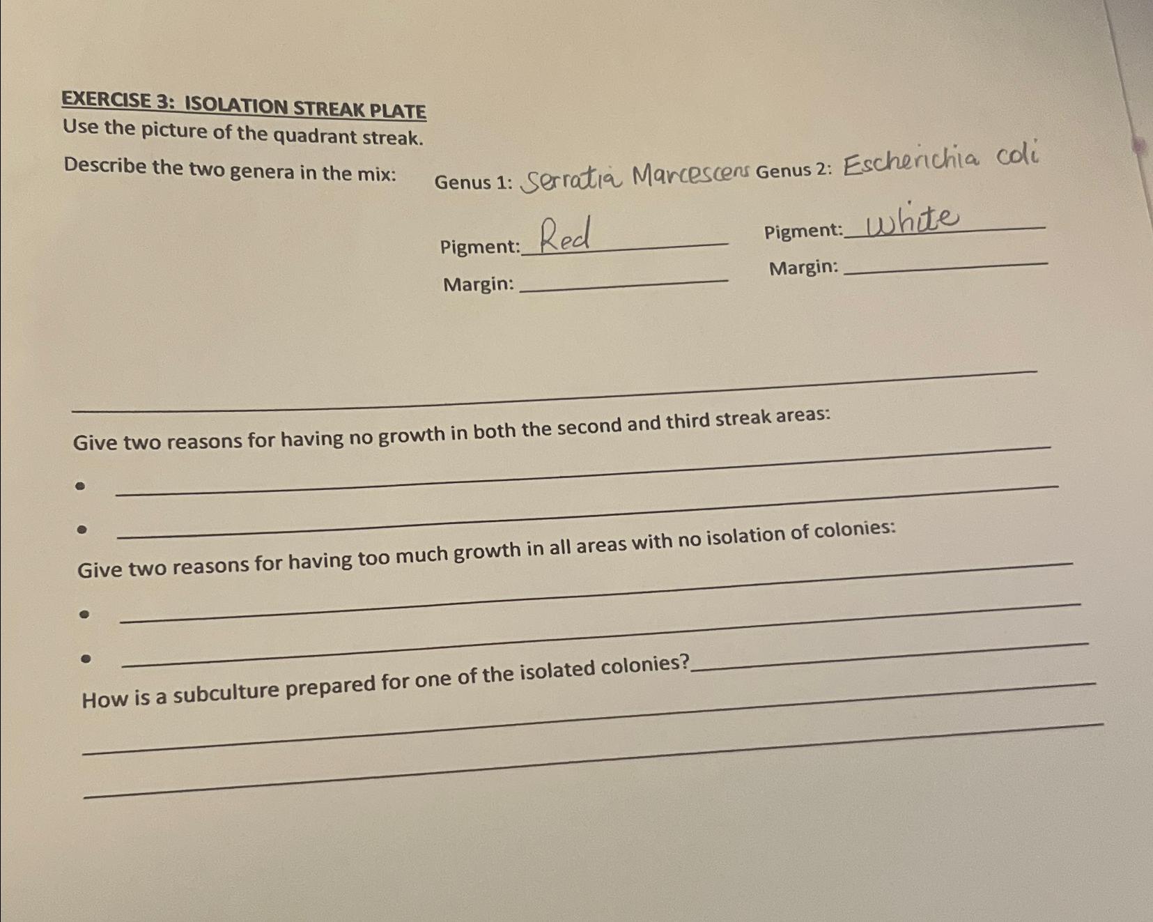 Solved EXERCISE 3: ISOLATION STREAK PLATEUse the picture of | Chegg.com