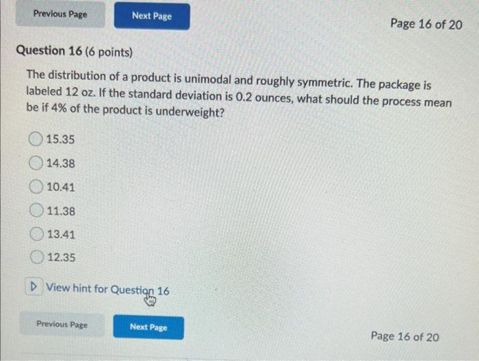 Solved The distribution of a product is unimodal and roughly | Chegg.com