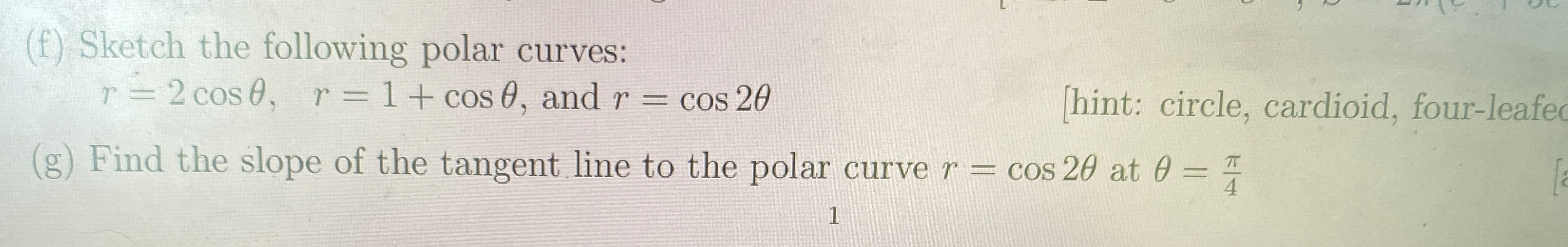 Solved (f) ﻿Sketch the following polar | Chegg.com