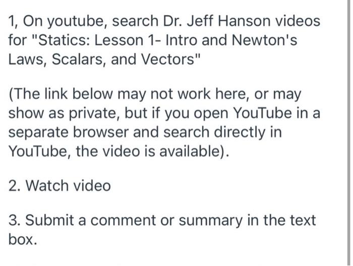 Solved 1, On youtube, search Dr. Jeff Hanson videos for | Chegg.com