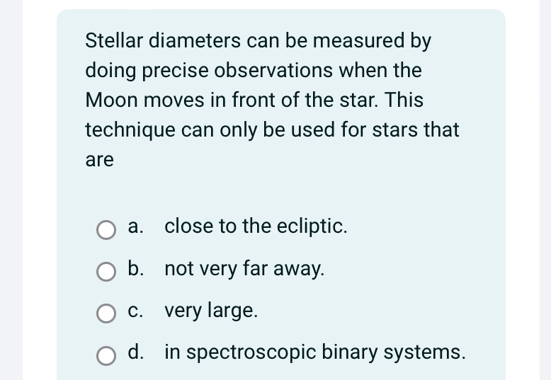 Solved Stellar diameters can be measured by doing precise | Chegg.com