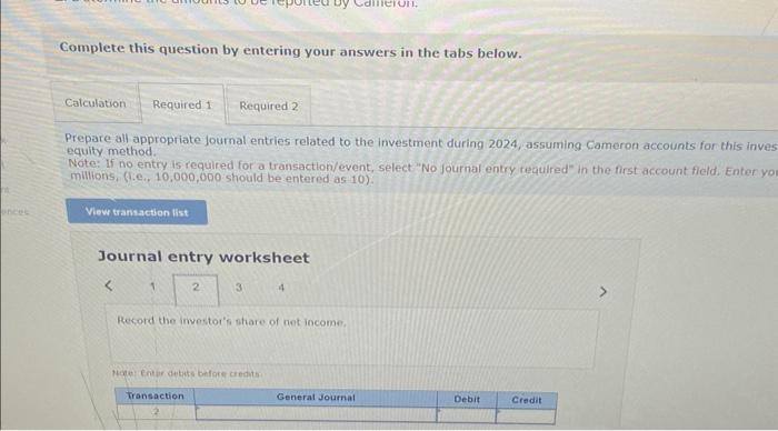 Solved In January 1,2024. Cameron Incorporated bought 20% of | Chegg.com