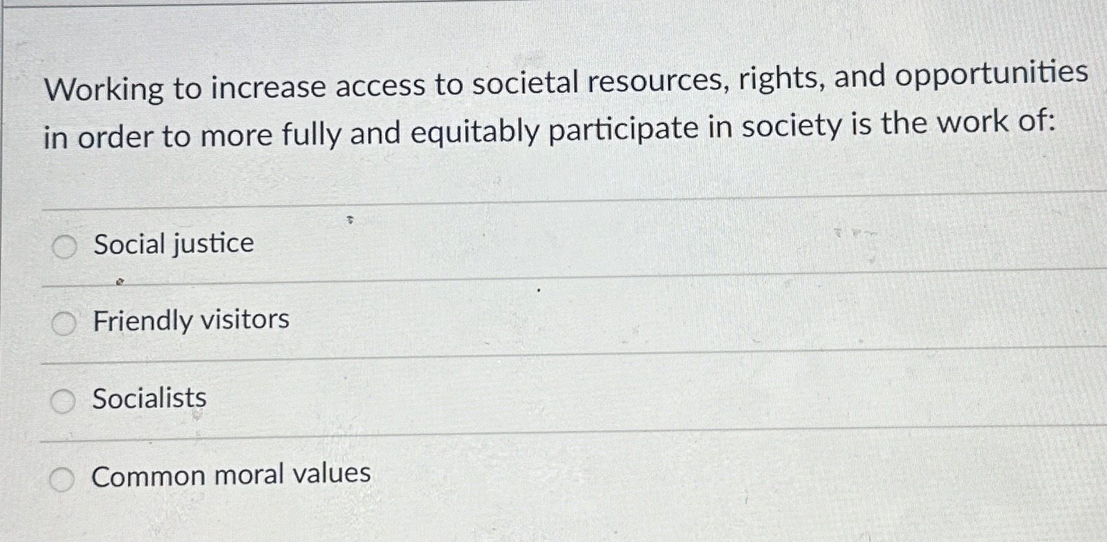 Solved Working to increase access to societal resources, | Chegg.com
