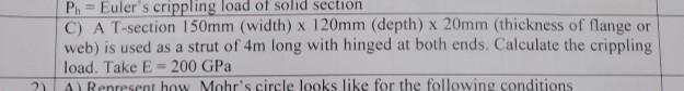Solved Ph= Euler's crippling load of solid section C) A | Chegg.com