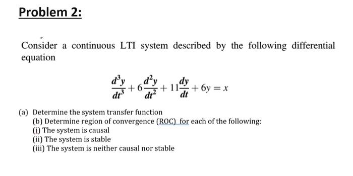 Solved Consider a continuous LTI system described by the | Chegg.com