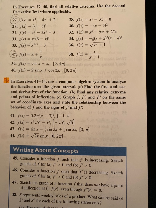 Solved In Exercises 27-40, find all relative extrema. Use | Chegg.com