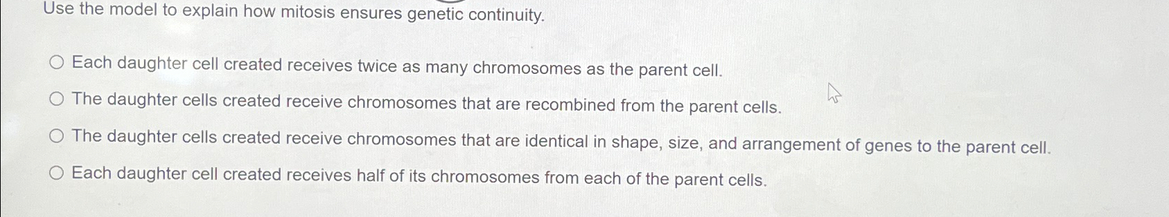 Solved Use the model to explain how mitosis ensures genetic | Chegg.com