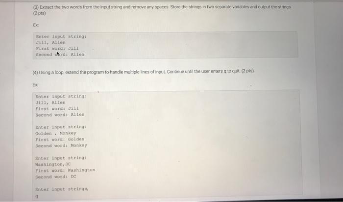 Solved (1) Prompt the user for a string that contains two | Chegg.com
