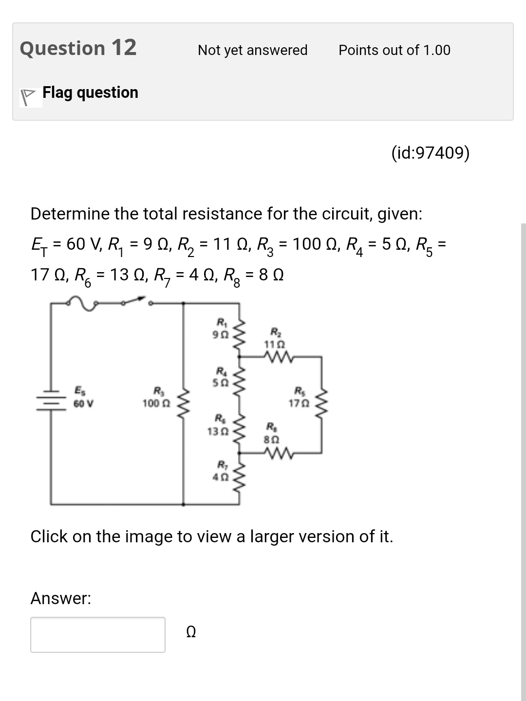 Solved Determine the total resistance for the circuit, | Chegg.com